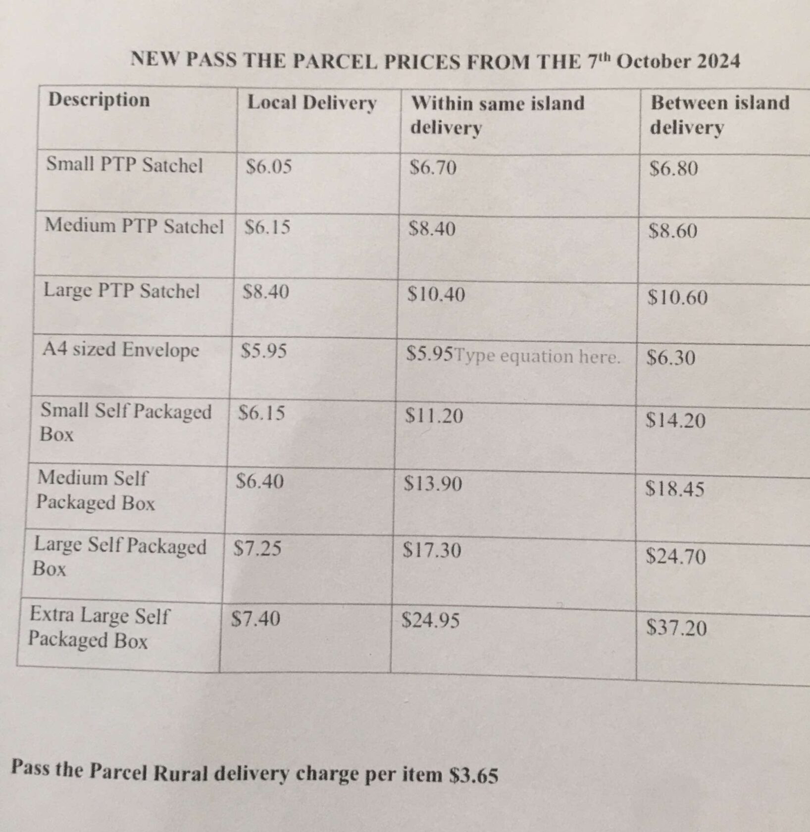 New pass the parcel postage price increases happening on 7th October ...